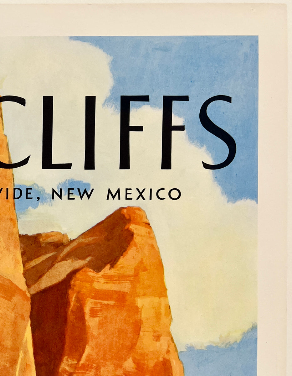 SANTA FE RAILROAD Poster RED CLIFFS - CONTINENTAL DIVIDE, NEW MEXICO ...
