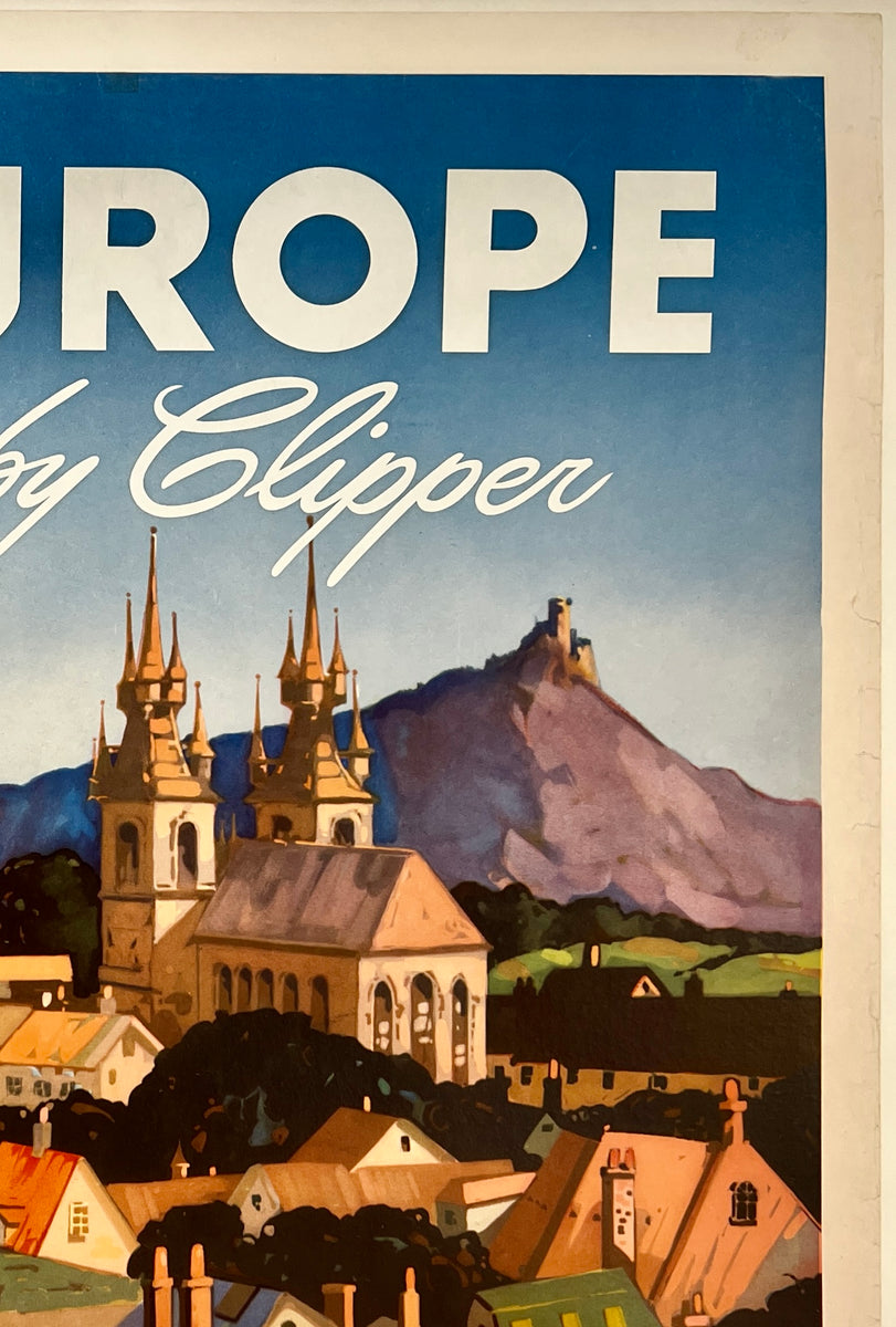 PAN AM Poster FLY TO EUROPE BY CLIPPER - PAN AMERICAN WORLD AIRWAYS ...