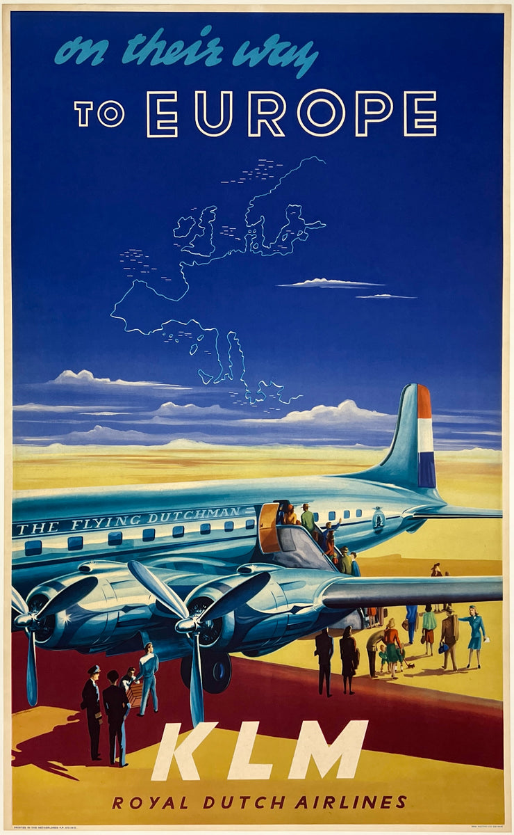 KLM Poster ROYAL DUTCH AIRLINES - ON THEIR WAY TO EUROPE – CHICAGO ...