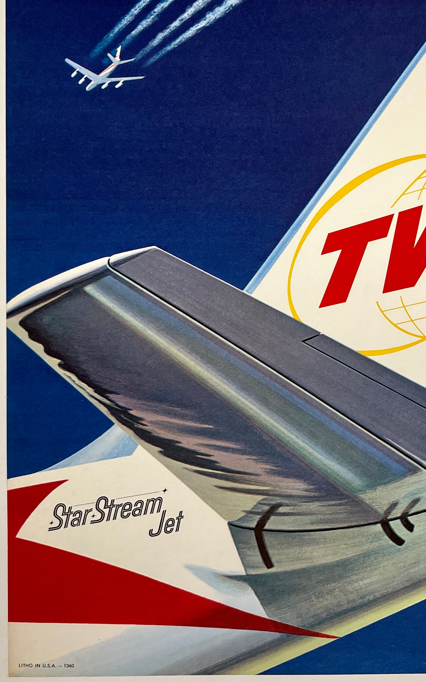 TWA Poster STAR STREAM JET – CHICAGO VINTAGE POSTERS
