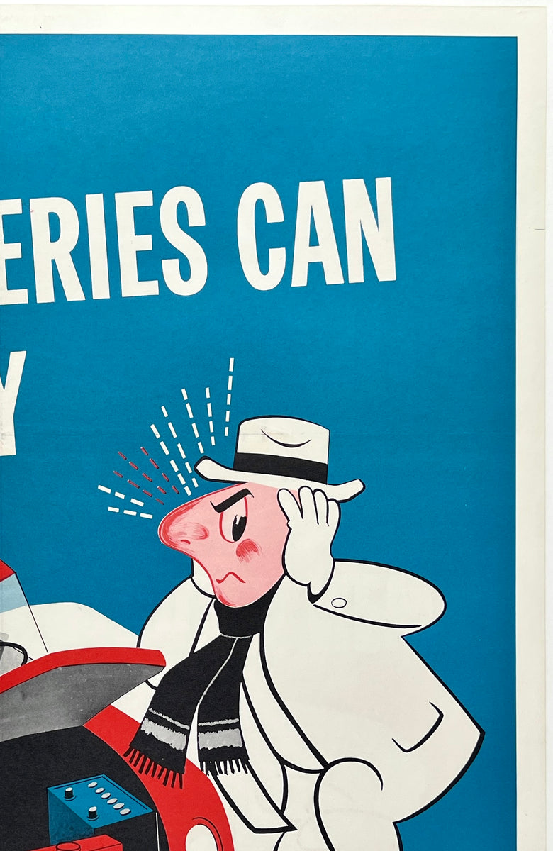 Original Vintage Poster GOODYEAR - OLD BATTERIES CAN BE COSTLY ...