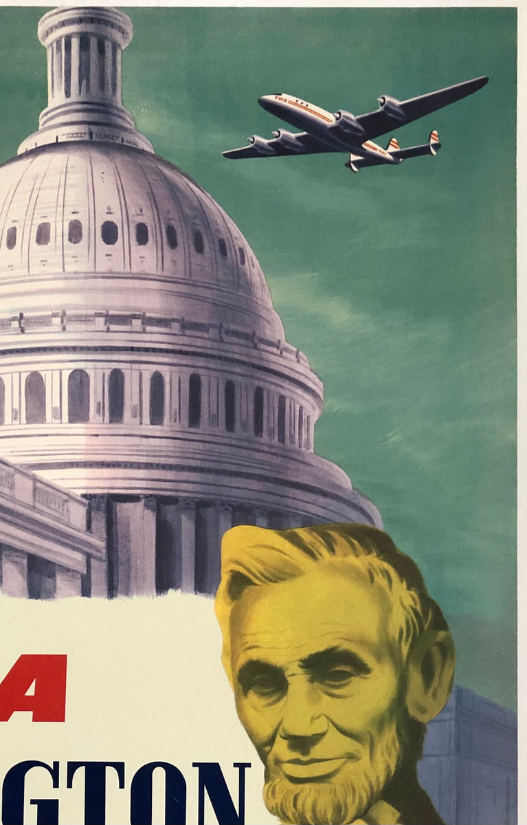 Original Vintage Poster TWA WASHINGTON - TRANS WORLD AIRLINES – CHICAGO ...