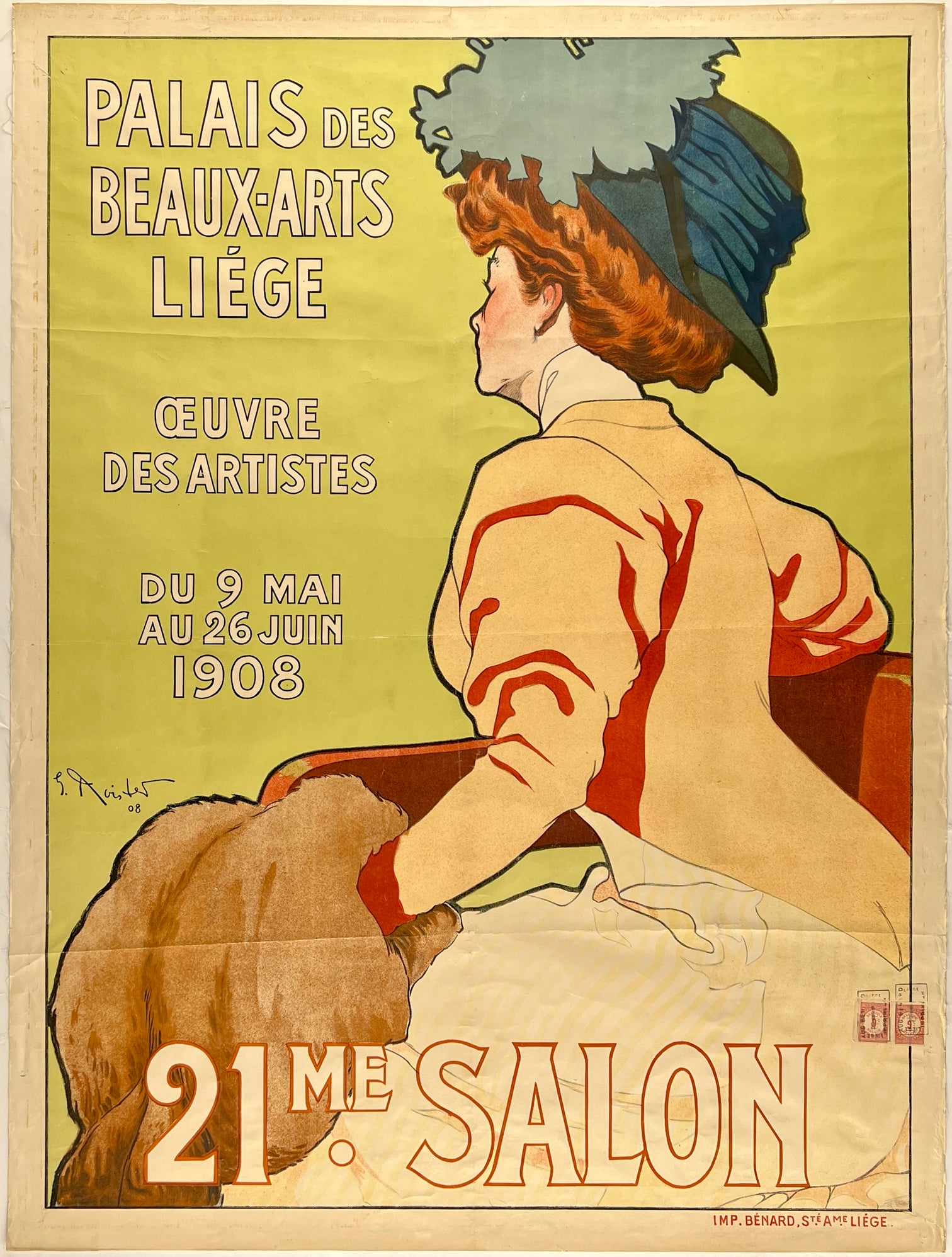 Original Vintage Poster PALAIS DES BEAUX-ARTS LIEGE 1908 – CHICAGO ...