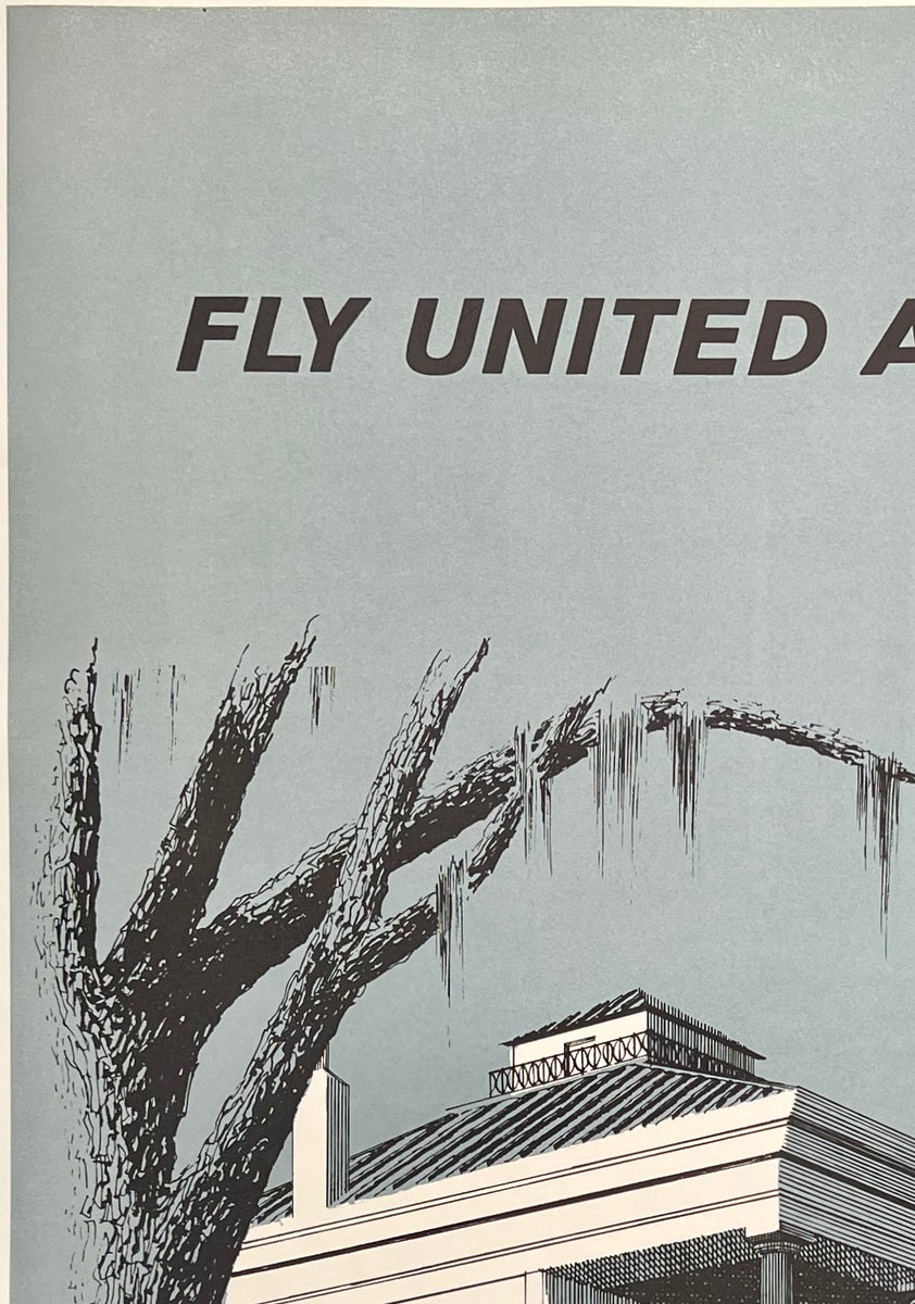 Original Vintage Poster FLY UNITED AIR LINES JETS - ATLANTA – CHICAGO ...
