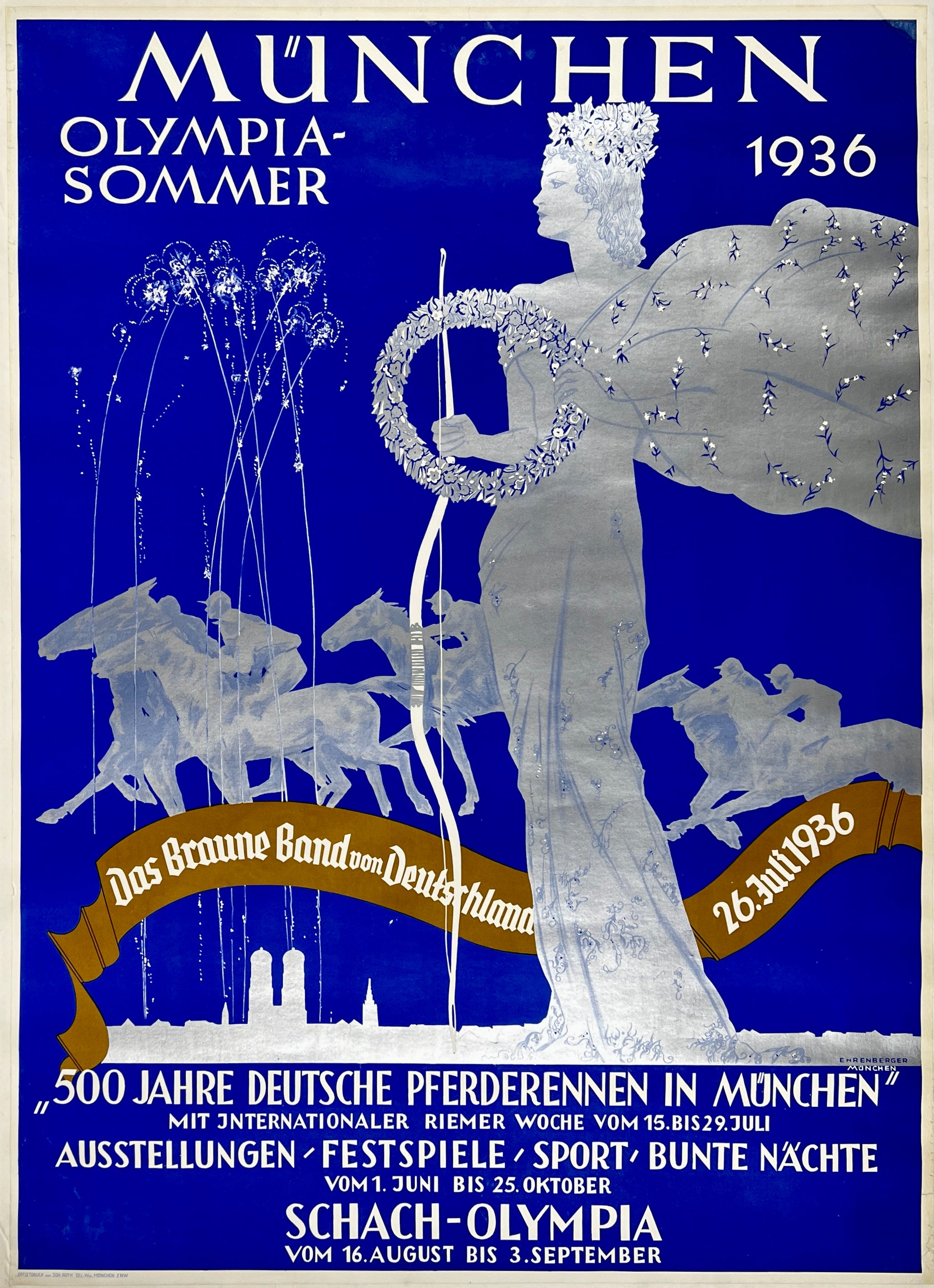 Original Vintage Poster MUNCHEN OLYMPIA-SOMMER - 1936 SUMMER OLYMPICS ...