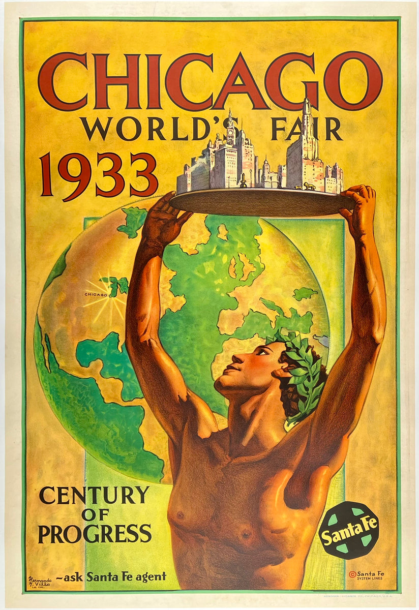 Original Vintage Poster CHICAGO WORLD'S FAIR 1933 - CENTURY OF PROGRESS ...