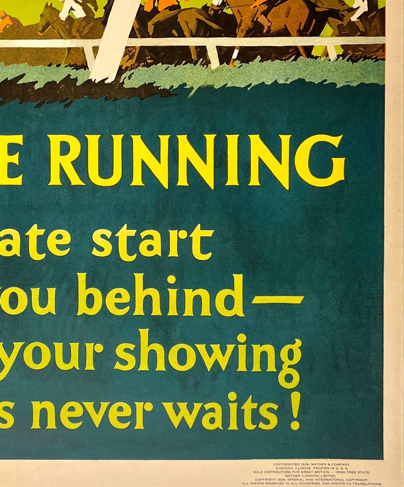 Original Vintage Poster OUT OF THE RUNNING - A LATE START PUTS YOU ...