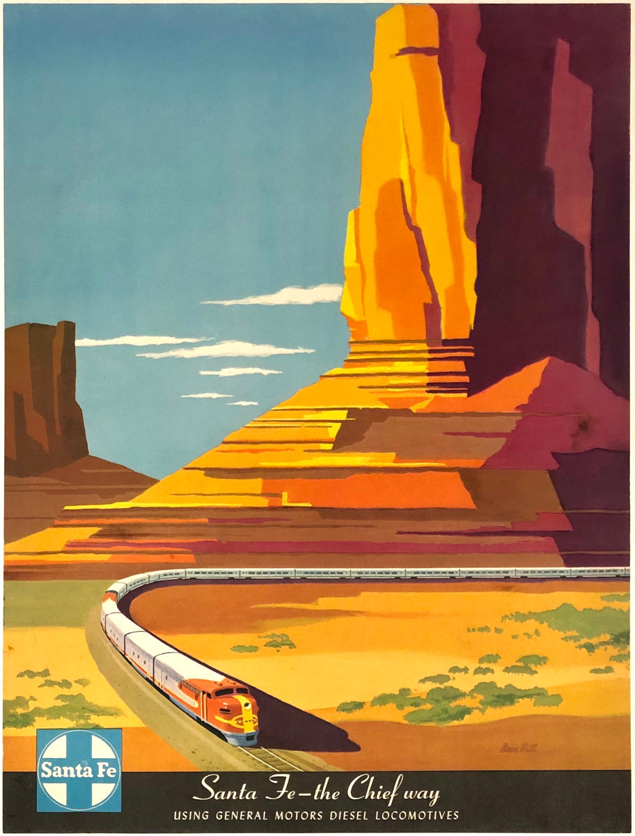 Original Vintage Poster SANTA FE RAILROAD - THE CHIEF WAY Bern Hill ...