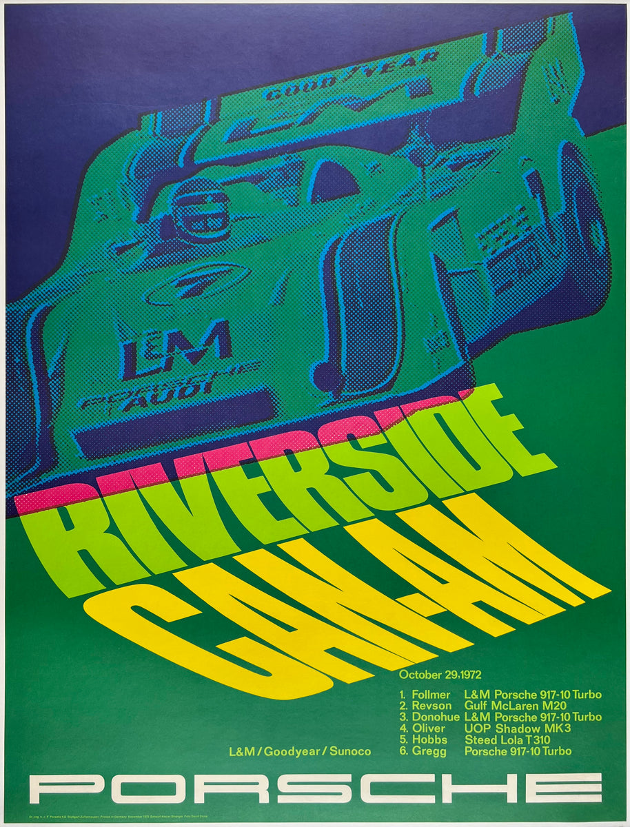 Original Vintage Poster RIVERSIDE CAN-AM - PORSCHE - 1972 L&M PORSCHE ...